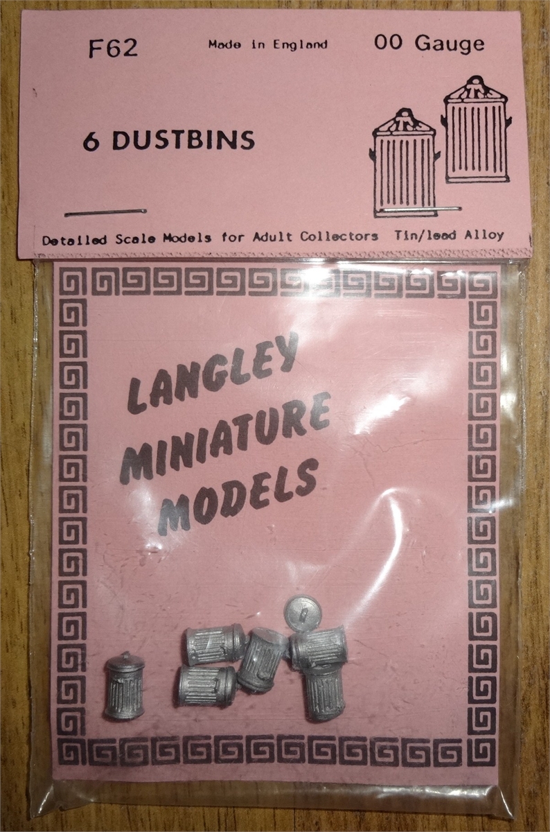 Langley Miniature Models No.F62 'OO' Gauge ~ 6 x Dustbins - Yesterdays Toys