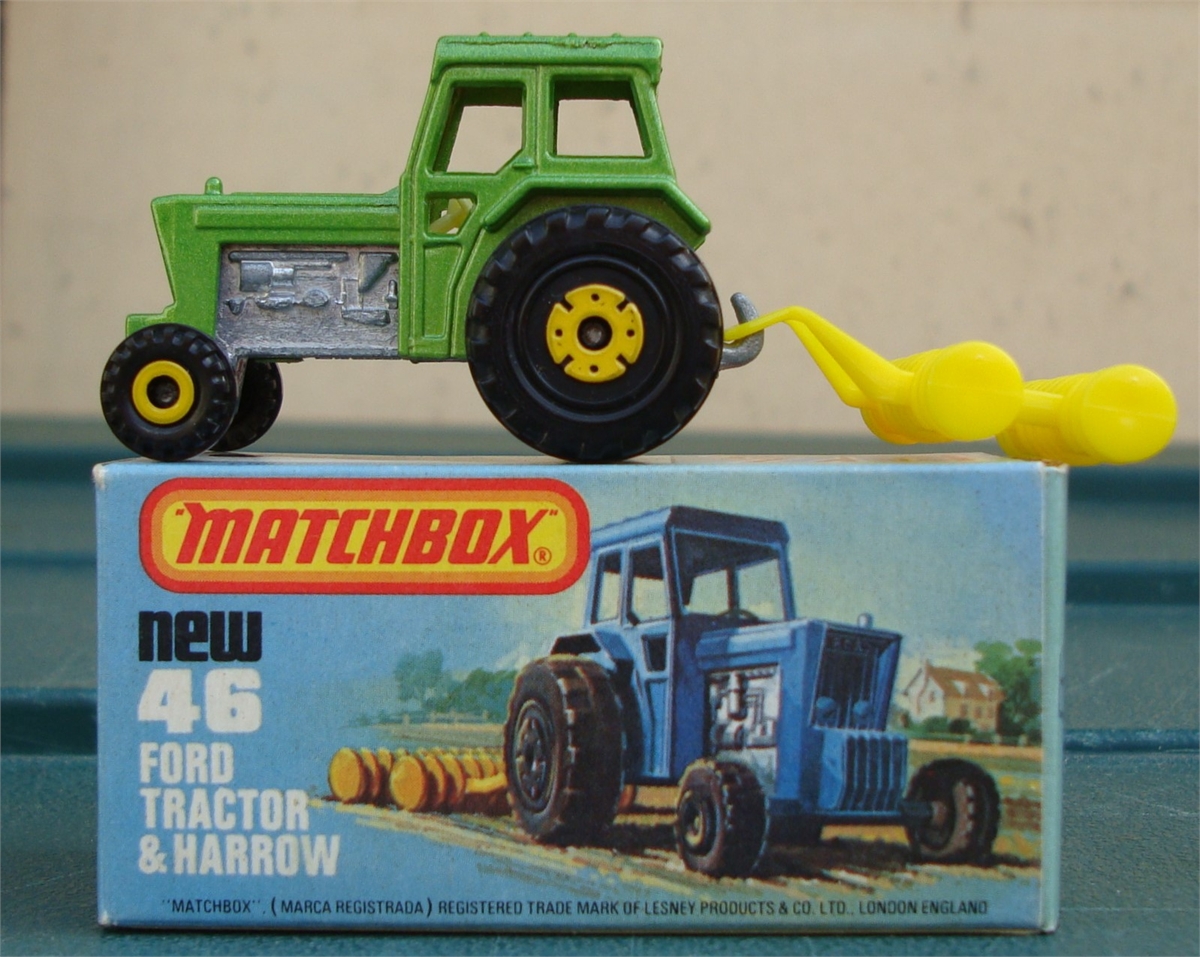 Matchbox ~ 75 Series No.46 Ford Tractor & Harrow ~ 1977 - Yesterdays Toys