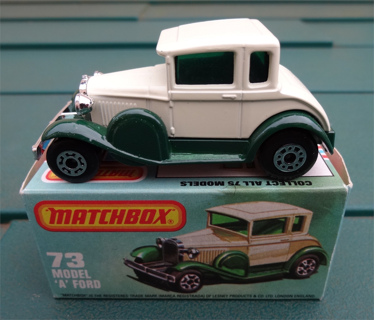 Matchbox ~ 75 Series No.73 Model 'A' Ford ~ 1979 (cream & green ...