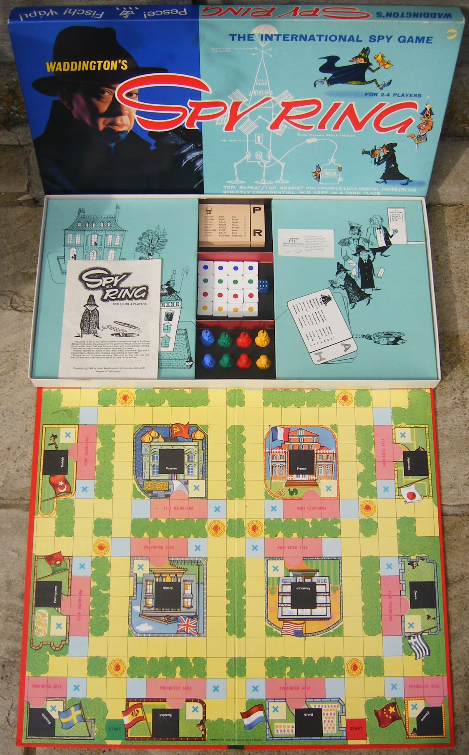Waddingtons Spy Ring The International Spy Game 1960's - Yesterdays Toys